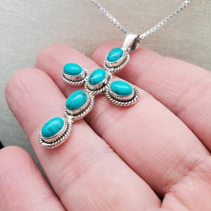 ATS# PD244 | Turquoise Cross Pendant Necklace | Sterling Silver Tibetan ...