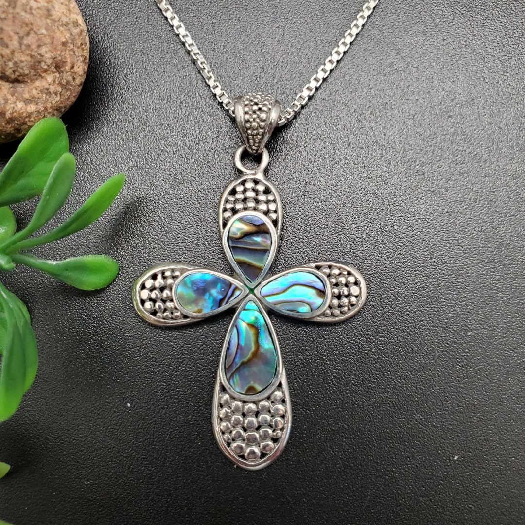 ATS-AYU246 | Inlay Abalone Shell Cross Necklace Pendant Option With ...