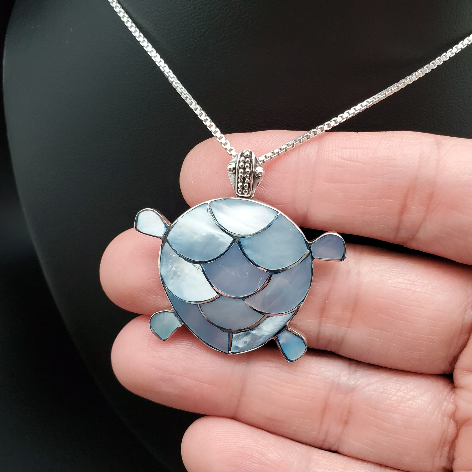 FFD #458 | Big Mother of Pearl Sea Turtle Necklace Pendant Option ...
