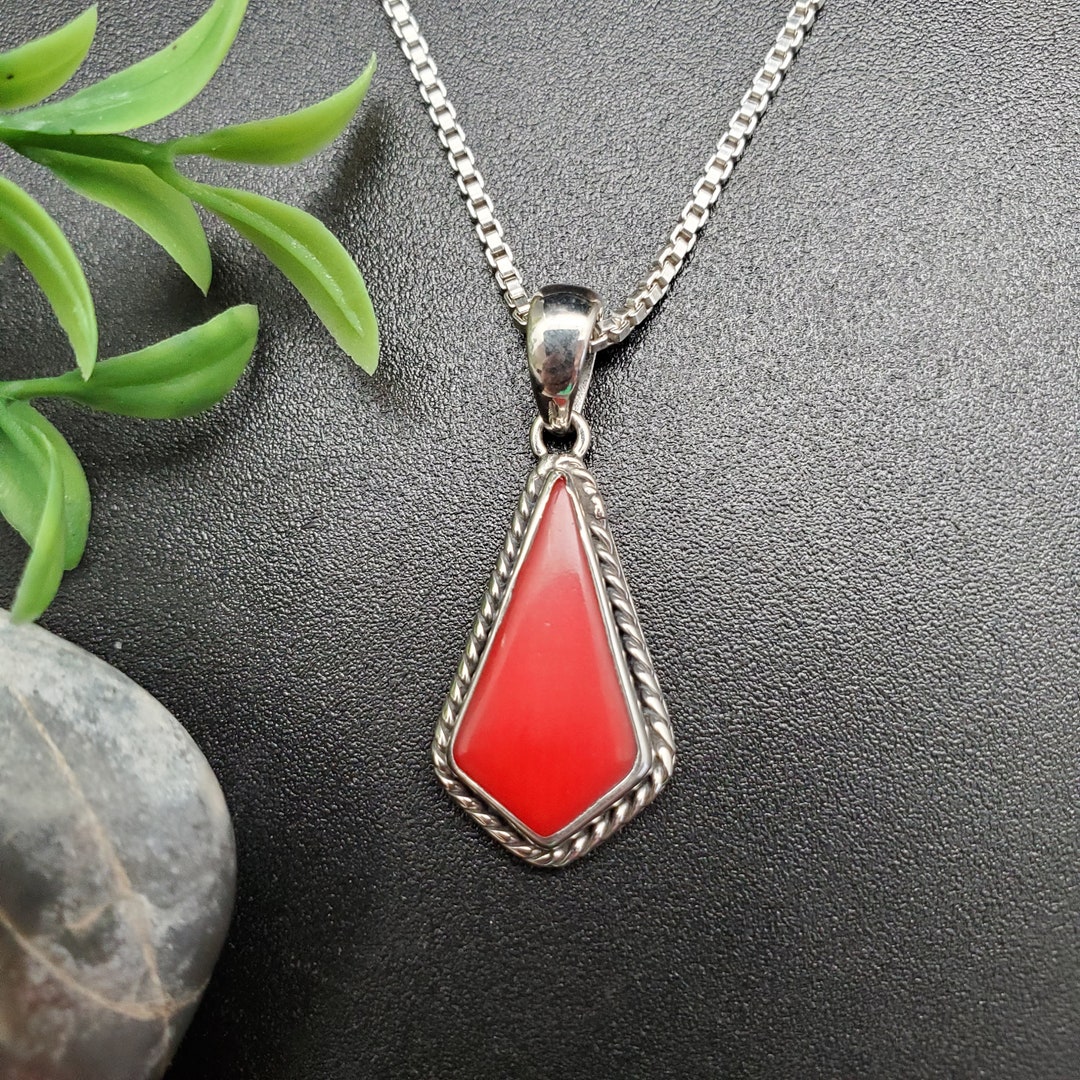 FFD #578 | Handmade Southwest Red Coral Necklace Pendant With Option of ...