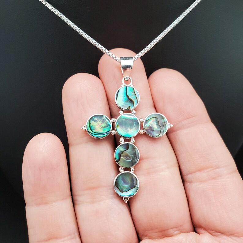 ATS-AYU249 | Inlay Abalone Shell Cross Necklace Pendant Option With ...