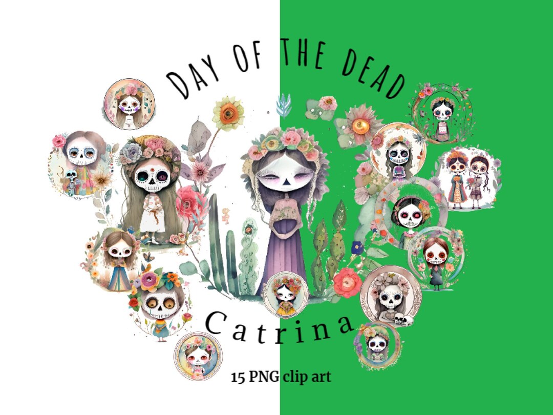 15 Stunning Catrina Day of the Dead Clip Art PNG - Etsy