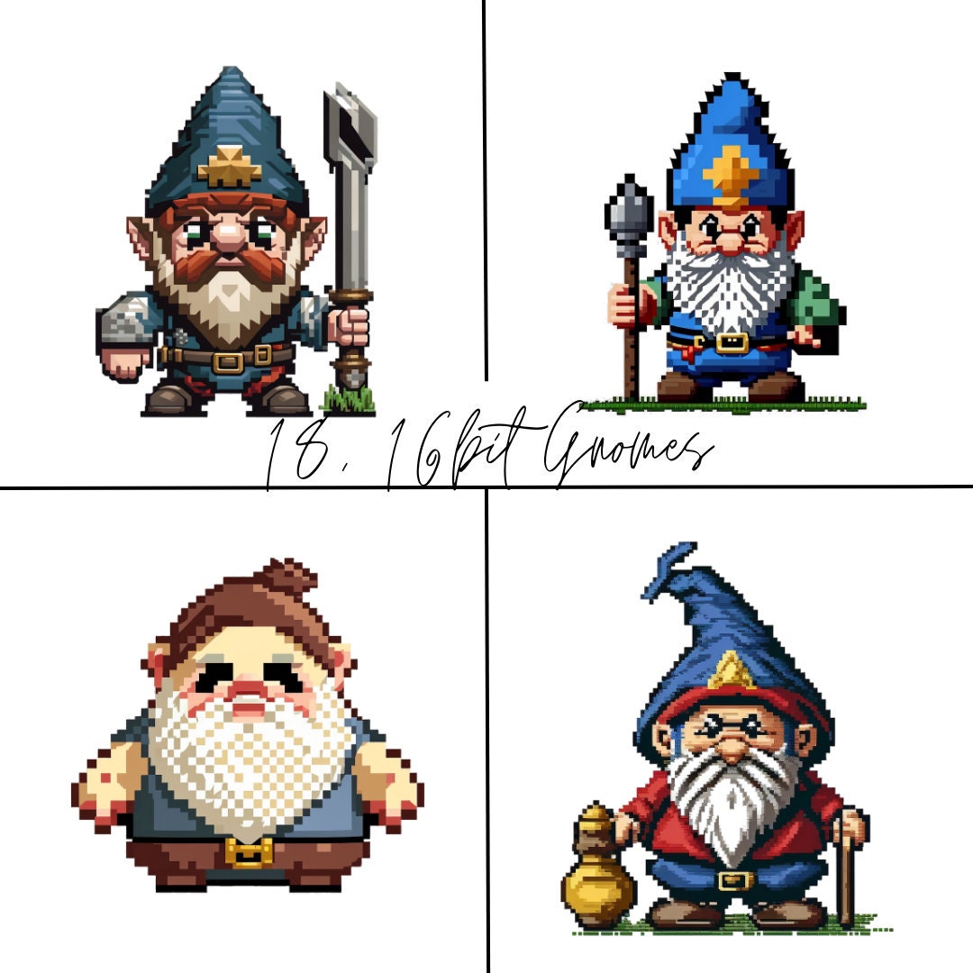 16 Bit Gnome Clipart | Gnome PNG | PNG Graphics | Fantasy Clipart | Instant Download for ...