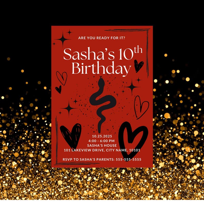 Taylor Swift Reputation Birthday Invitation | Editable Canva Template ...