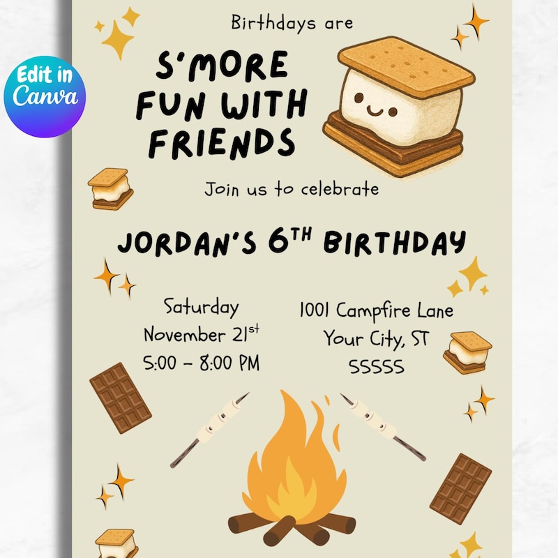 Campfire Invitations - Etsy