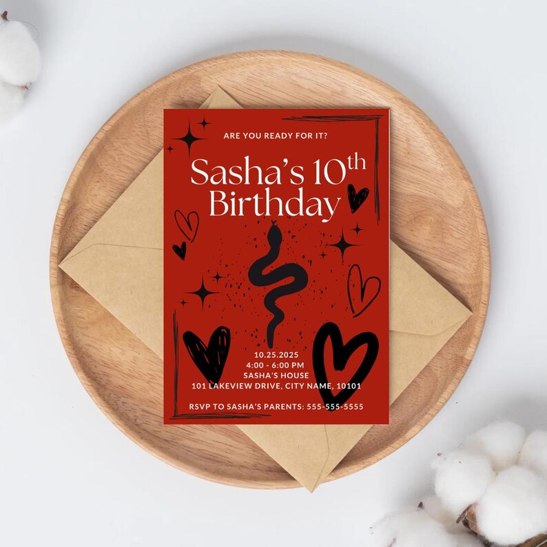 Taylor Swift Reputation Birthday Invitation | Editable Canva Template ...