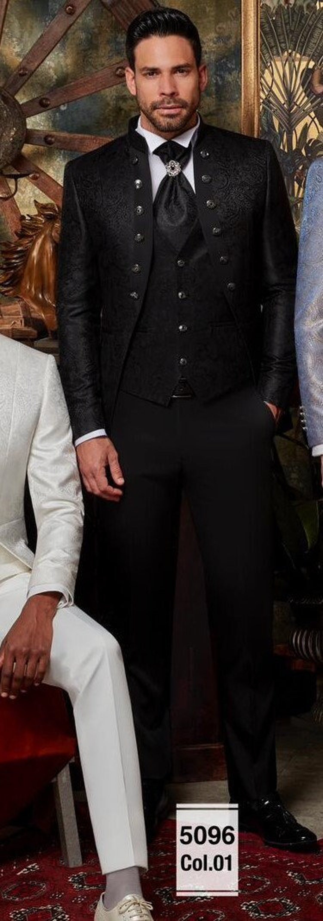 4-piece Black European Model Tuxedo With Vest and Pants and Tie - Model ...