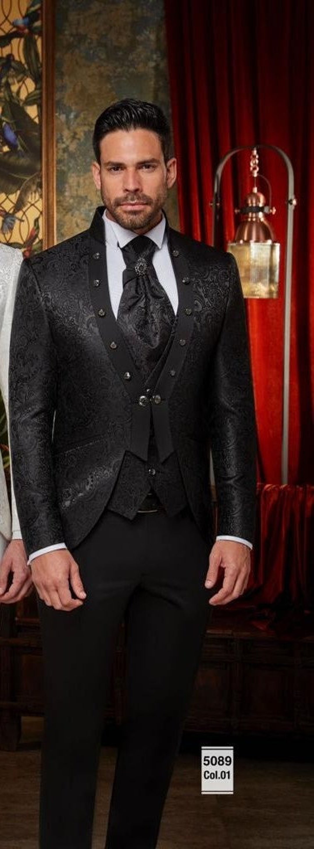 4-piece Black European Model Tuxedo With Vest, Pants and Tie - Model ...