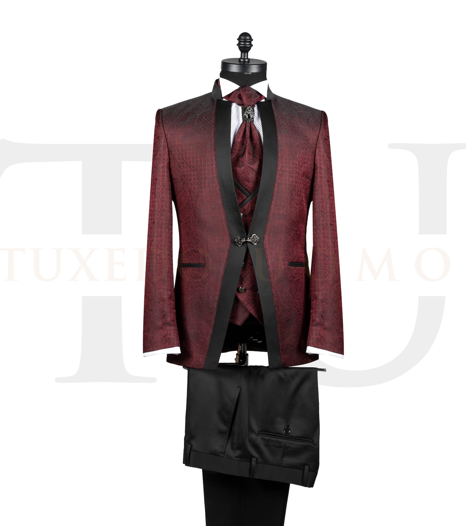4-piece Coffee and Silver European Model Tuxedo With Vest, Pants & Tie ...