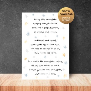 Little Snowflake - DIGITAL DOWNLOAD - Poem for Children, Christmas Poem ...