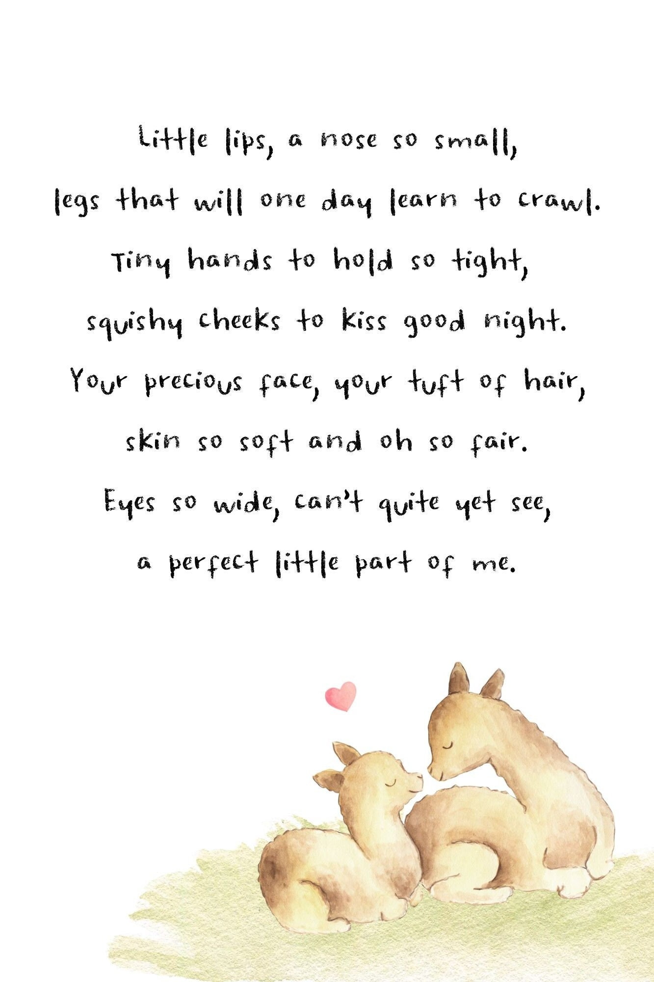 New Baby Printable Poem, A Perfect Part of Me -DIGITAL DOWNLOAD- New ...