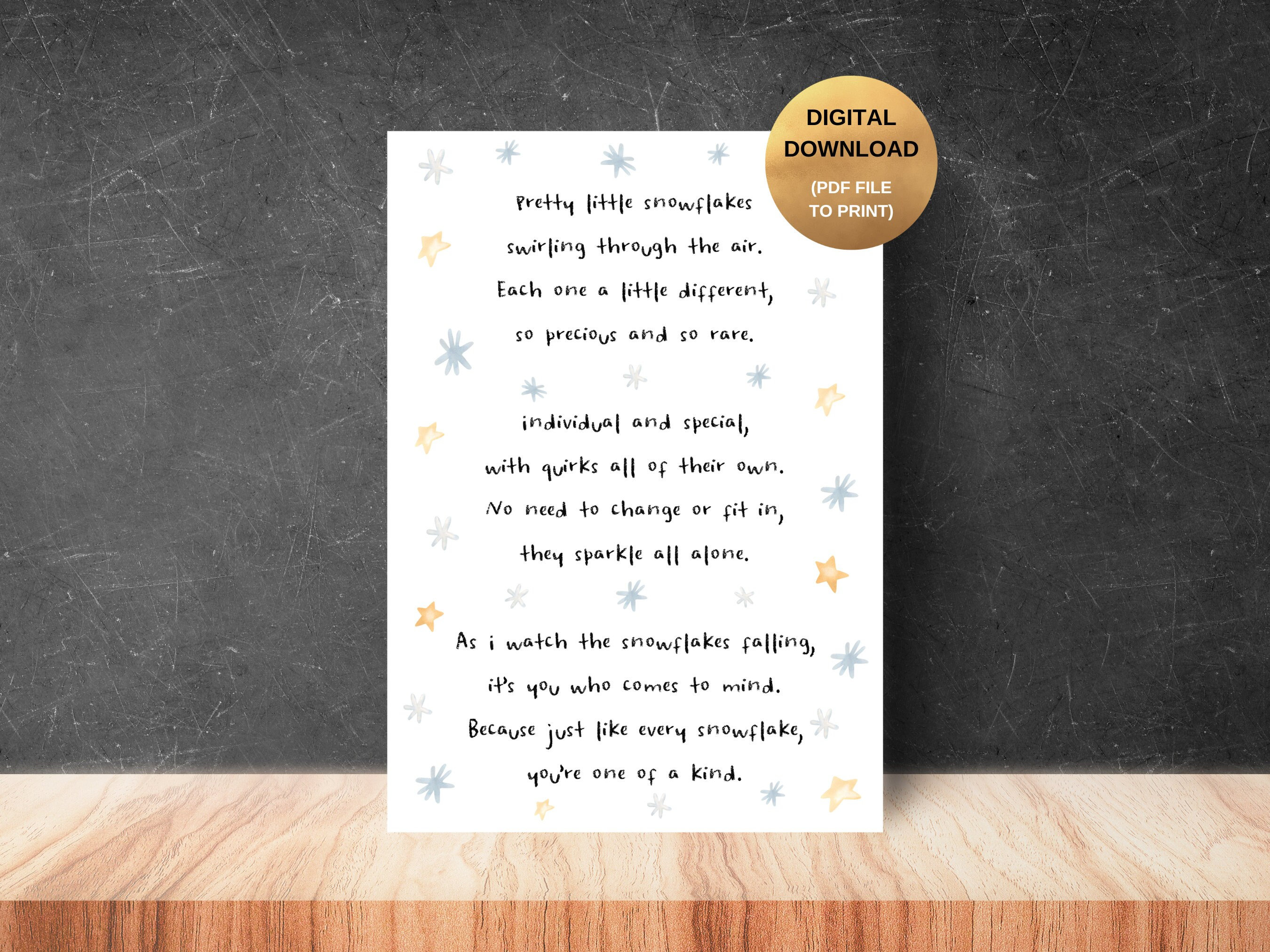 Little Snowflake - DIGITAL DOWNLOAD - Poem for Children, Christmas Poem ...