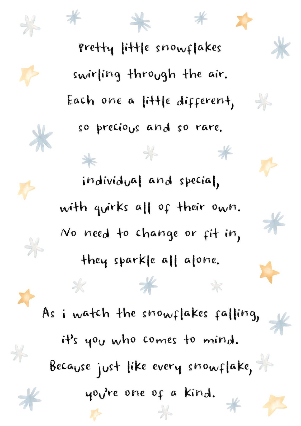 Little Snowflake - DIGITAL DOWNLOAD - Poem for Children, Christmas Poem ...