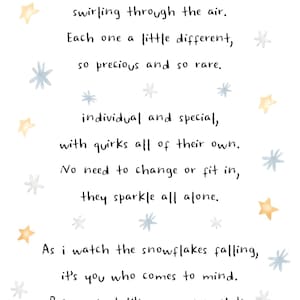 Little Snowflake DIGITAL DOWNLOAD Poem for Children, Christmas Poem ...
