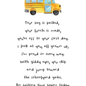 Poem for First Day of School - DIGITAL DOWNLOAD- Printable Poem, Poem ...