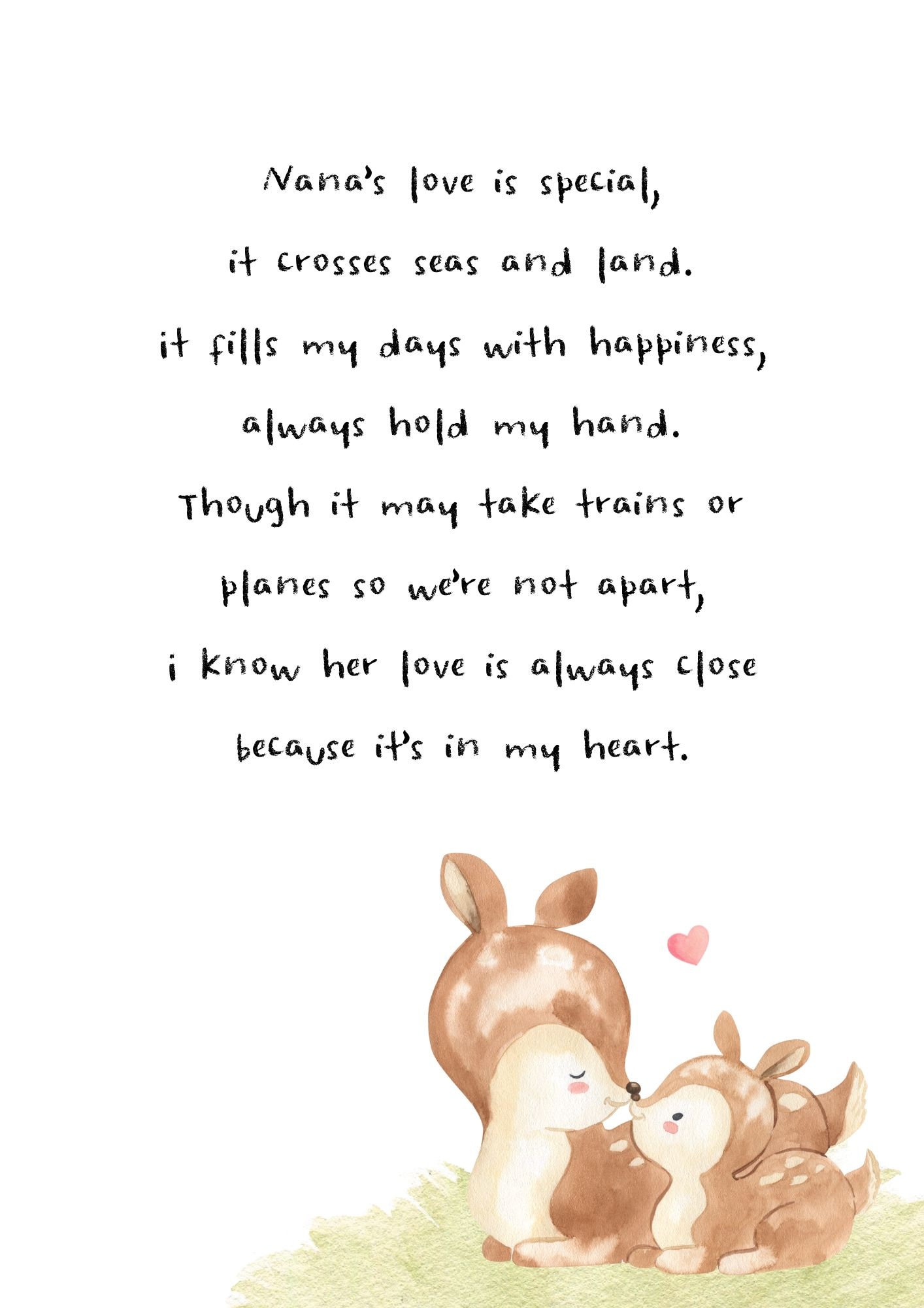 A Nana's Love - DIGITAL DOWNLOAD - Poem for Nana Abroad or Overseas ...