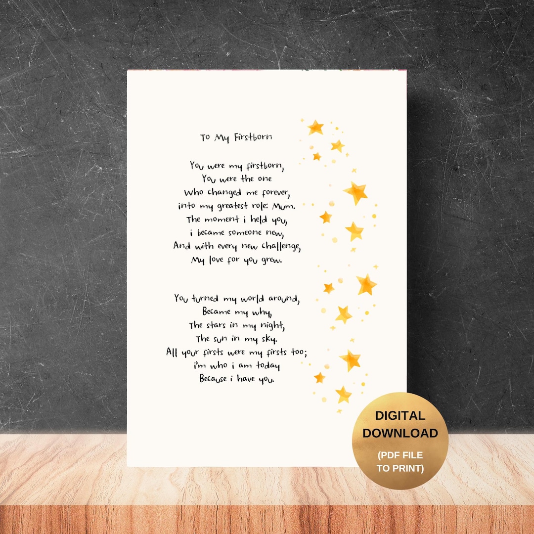 Poem for First Child - A Letter to My Firstborn - DIGITAL DOWNLOAD ...