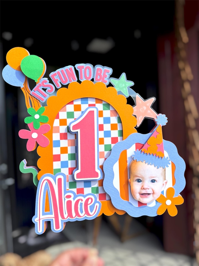 Personalized First Birthday Cake Topper- Customize to Your Color Scheme ...