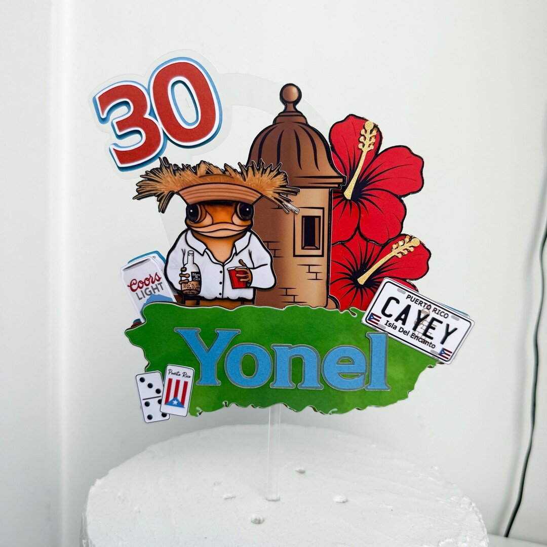 Puerto Rico Cake Topper – Sapo Concho (DTMF Era) – Custom Name & Age - Etsy