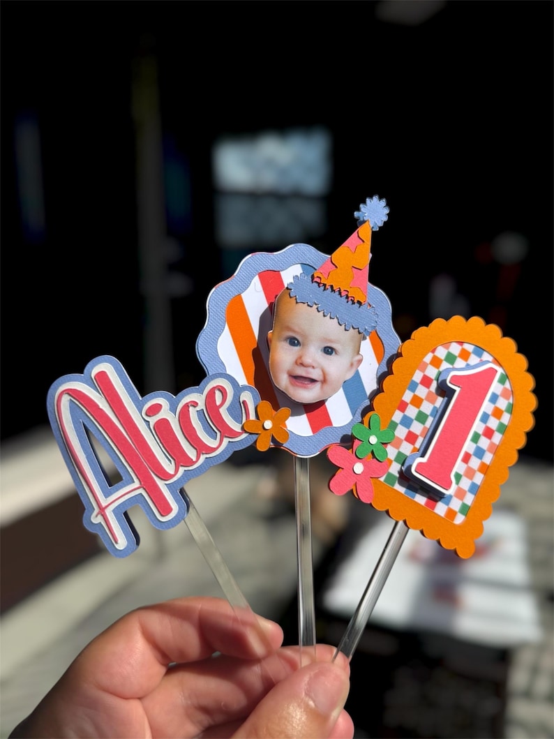 Personalized First Birthday Cake Topper- Customize to Your Color Scheme ...