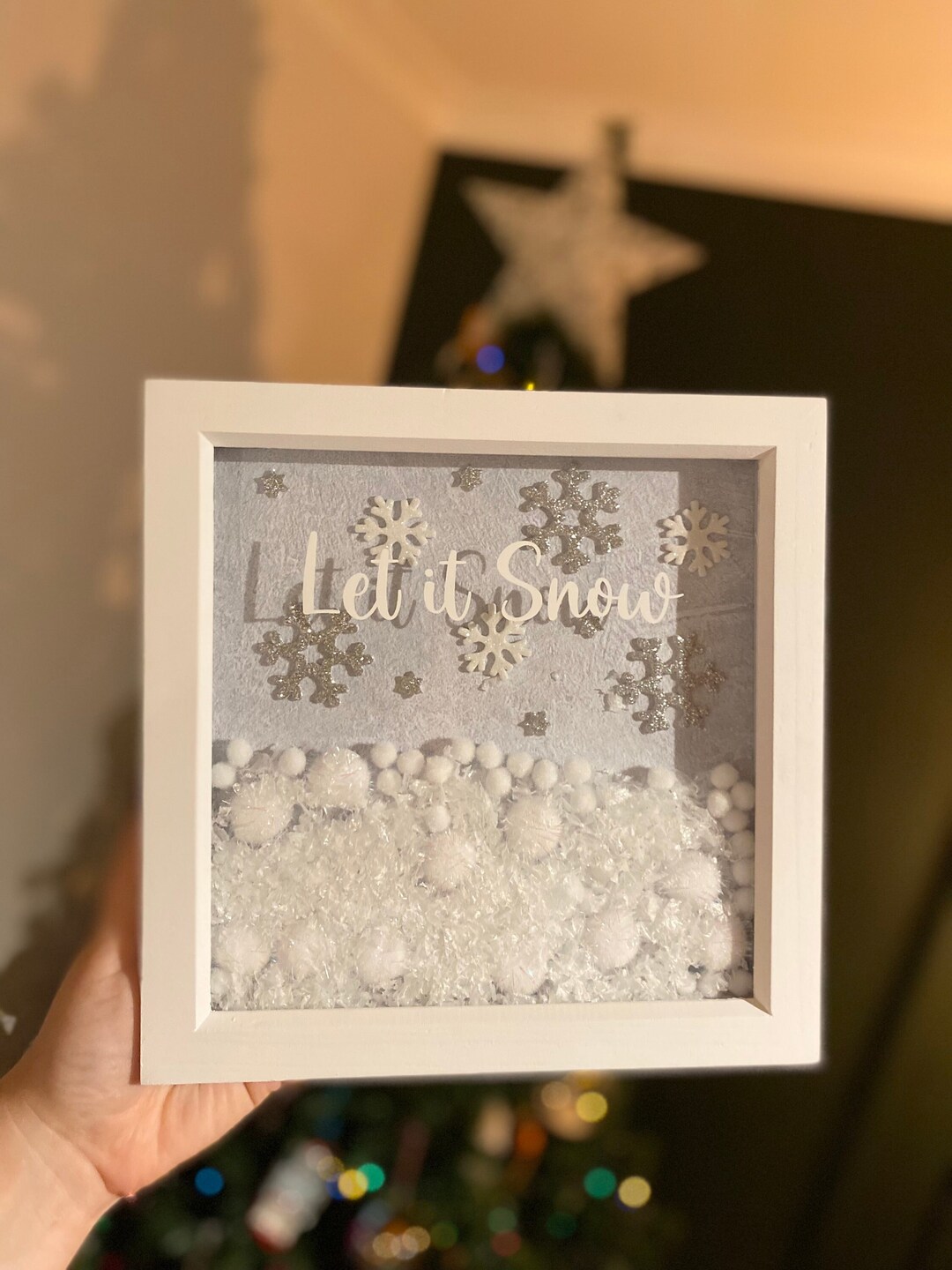 Let It Snow Christmas White Filled Box Frame Gift - Etsy