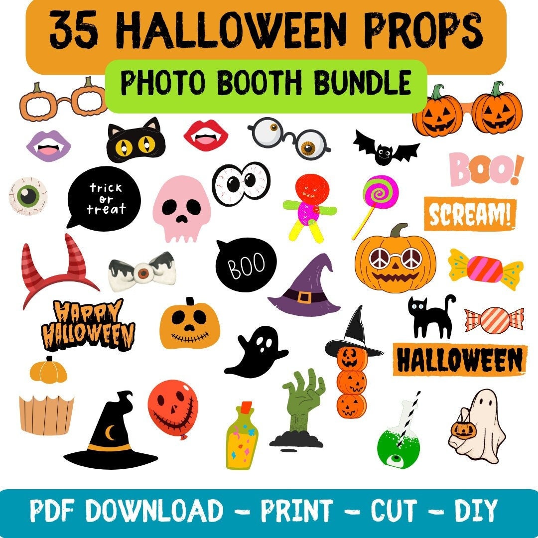 Halloween Photo Booth Props Printable Halloween Photo Booth Set ...
