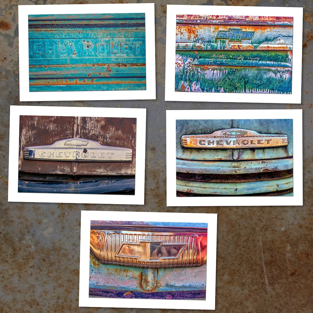 Vintage Chevy Emblem Greeting Cards | Rusty Antique Car Photography ...