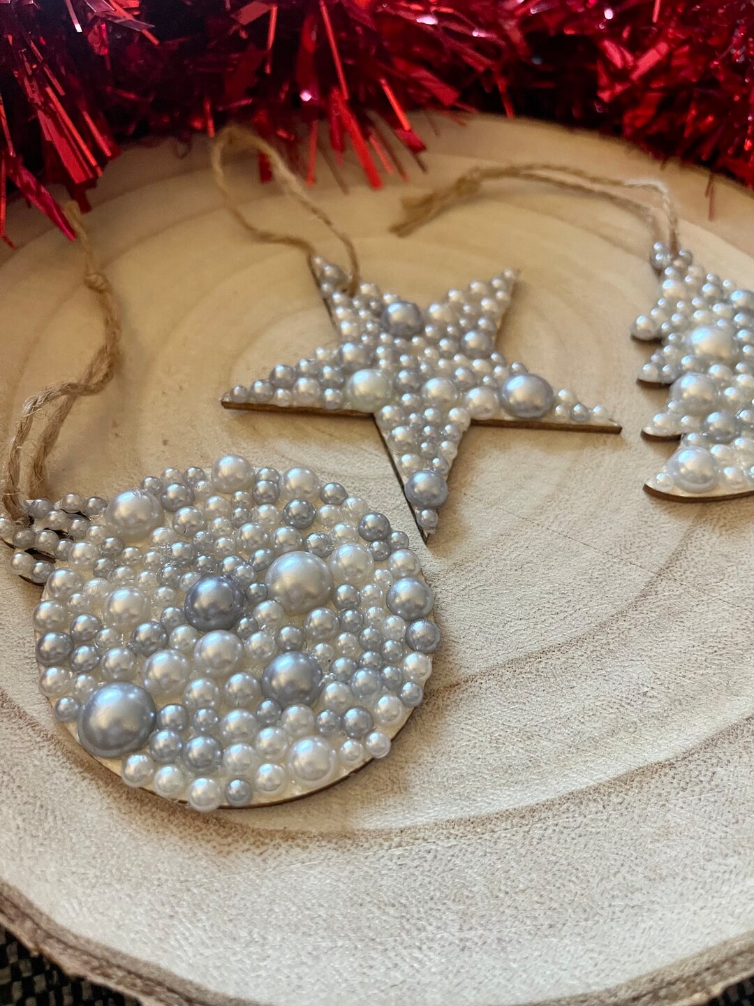 Handmade Bespoke Pearl Christmas Decorations - Etsy
