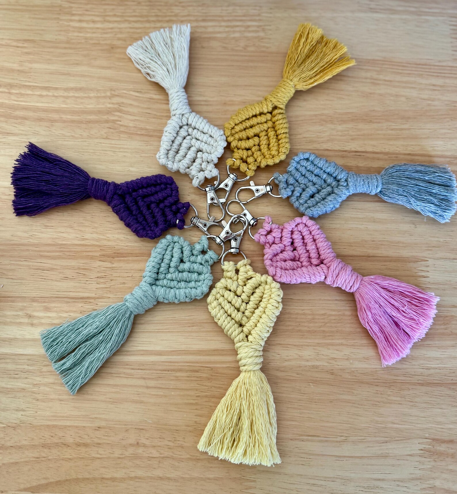 Macrame Heart Keychain Bagcharm - Etsy