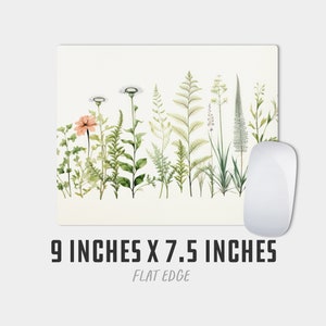 Flowers and Ferns Cottagecore Minimal Mouse Pad - Rustic Desk Mat for ...