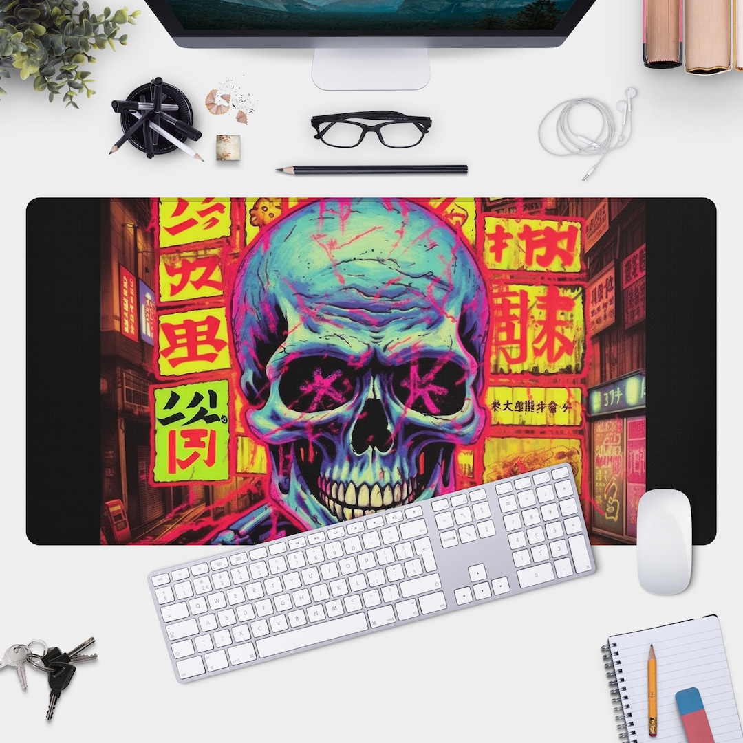 Japanese Horror Skull Gamer Pad: Retro Desk Mat With Unique Art Design ...