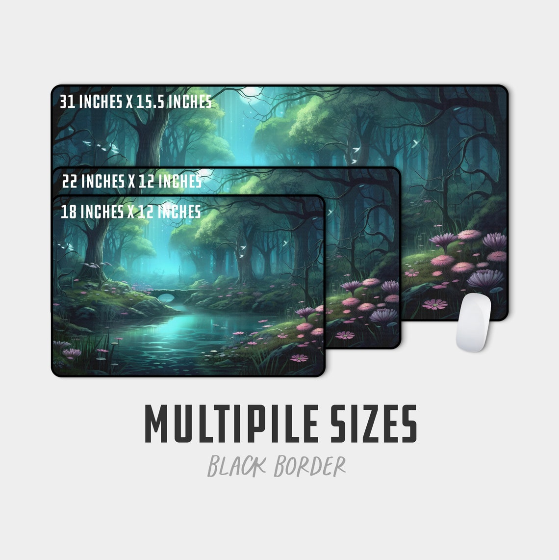 Magical Forest Gamer Pad - Nighttime Desk Mat for Gaming & Mouse ...