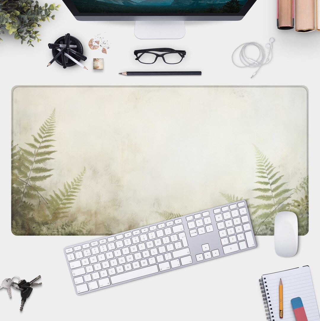 Minimal Ferns Gamer Pad - Desk Mat Mouse Pad for Cottagecore Gaming - Etsy