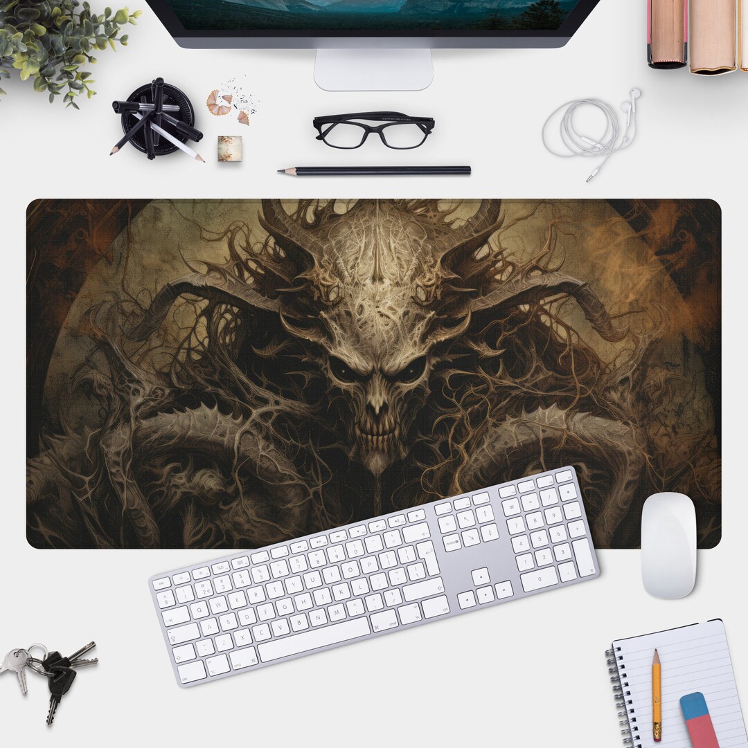 Diablo Face Print Desk Mat: Dark Gaming Pad - Etsy
