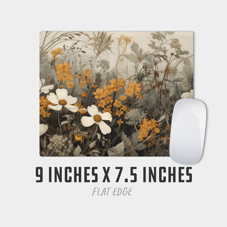 Muted Wild Flowers Desk Mat - Gaming Mouse Pad With Nature Landscape ...