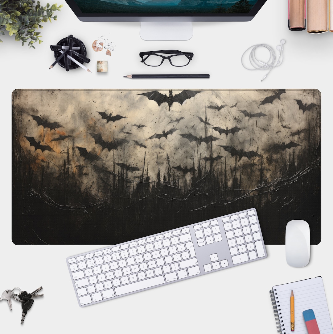 Gothic Bats Desk Mat: Macabre Gaming, Spooky Desk Setup - Etsy