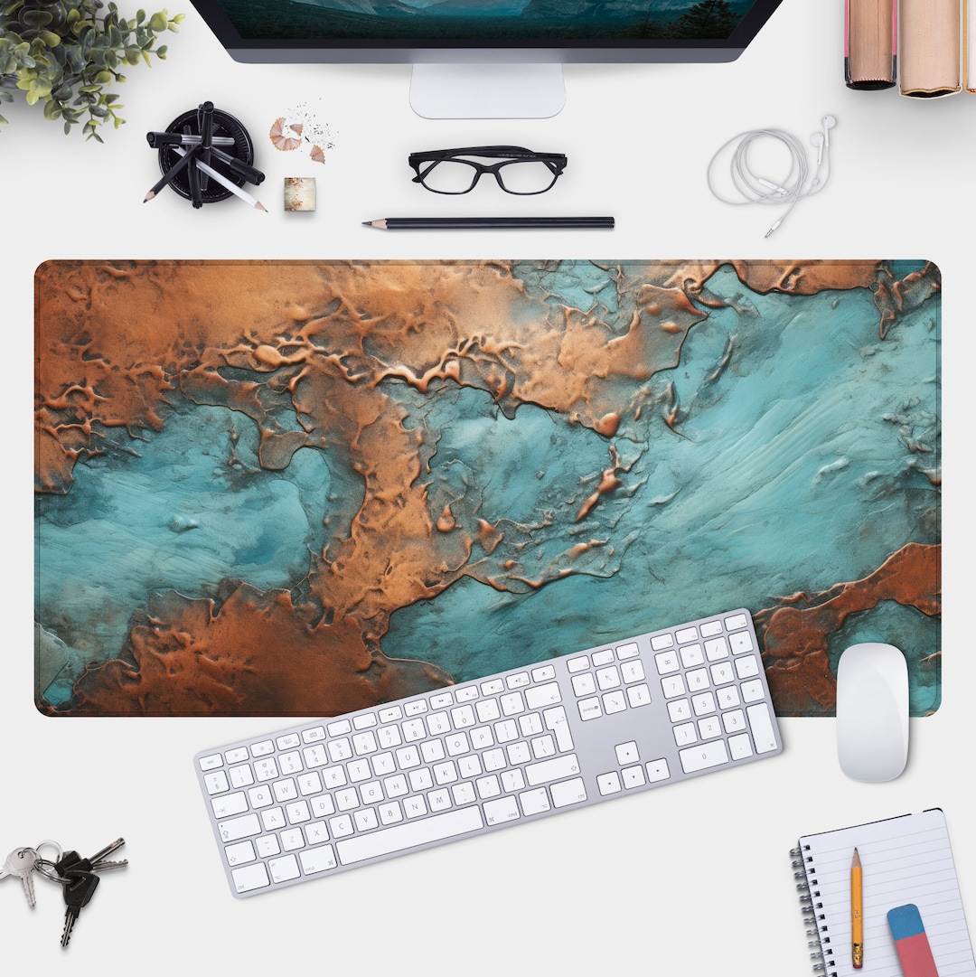 Steampunk Texture Large Mouse Pad | Desk Mat for Gamers | Copper With ...