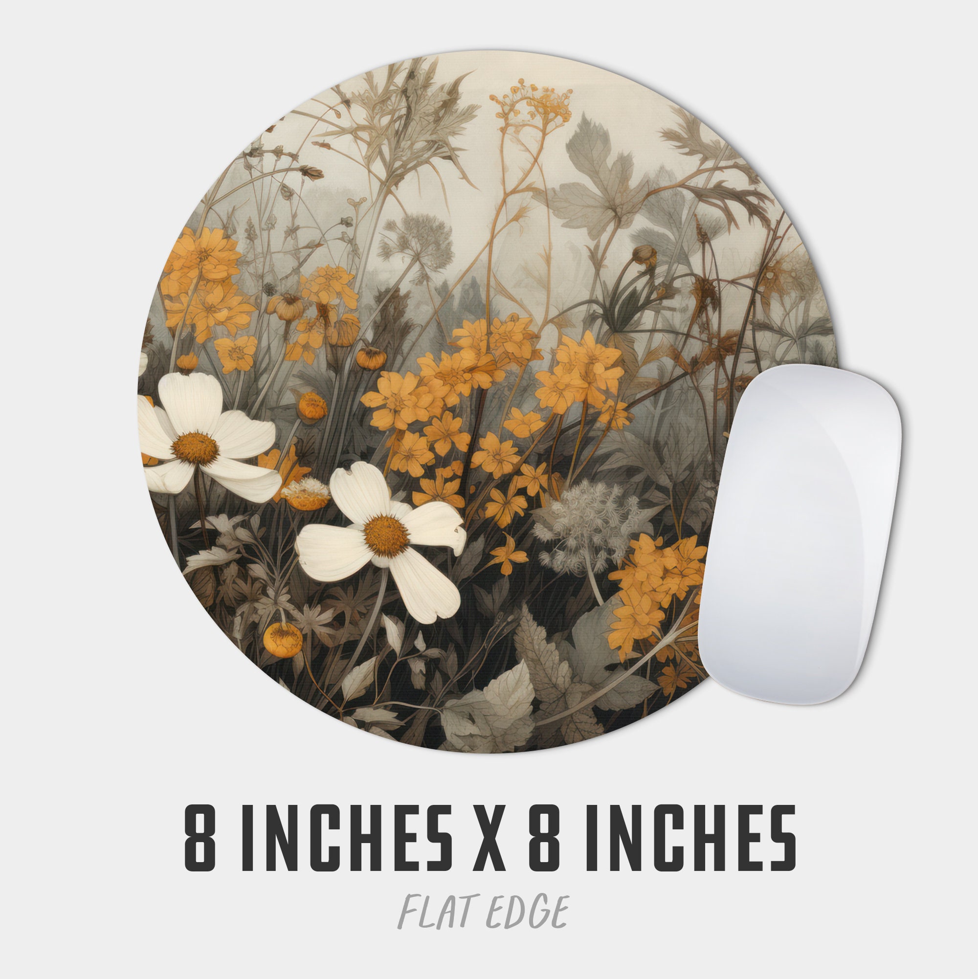 Muted Wild Flowers Desk Mat Gaming Mouse Pad With Nature Landscape ...