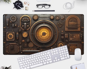 Steampunk Computer Panel Desk Mat Victorian Era Machine Design Gamer ...
