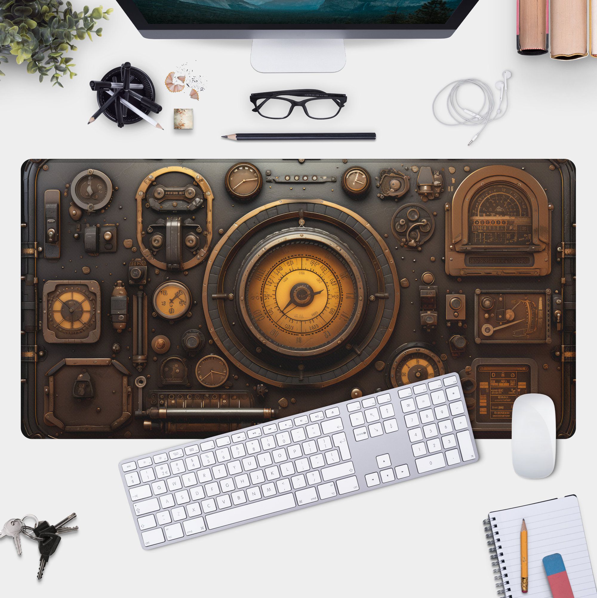Steampunk Gamer Pad - Unique Desk Mat With Victorian Machine Design - Etsy