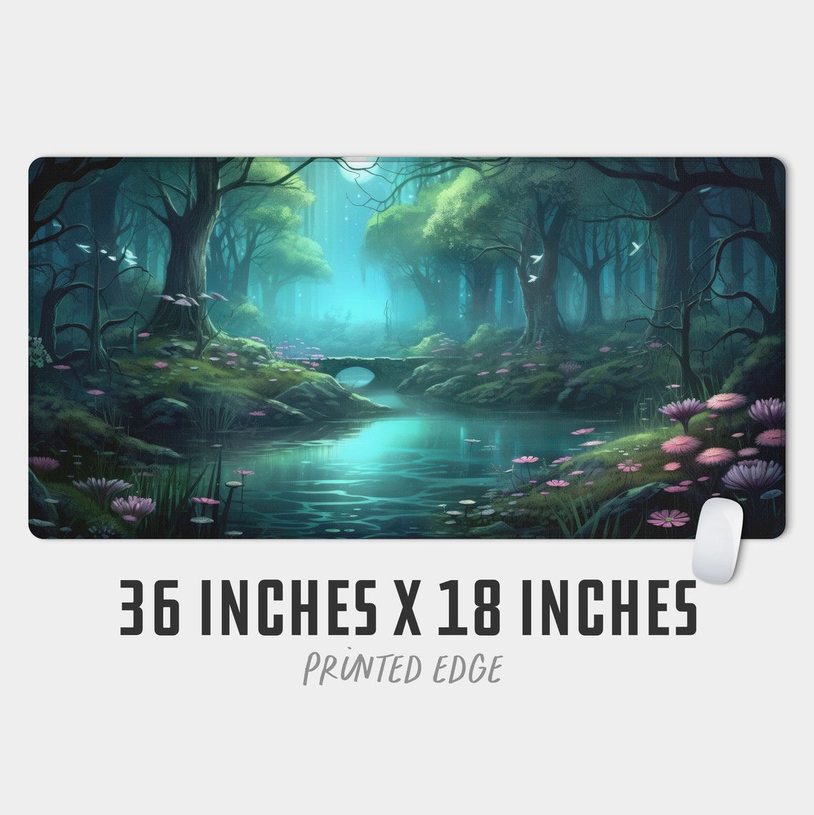 Magical Forest Gamer Pad - Nighttime Desk Mat for Gaming & Mouse ...
