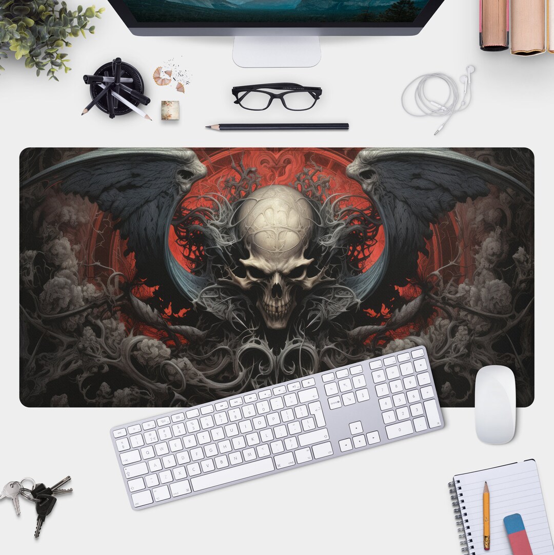 Gothic Skull Mouse Pad - Unique Desk Mat for Gamers - Diablo Inspired ...