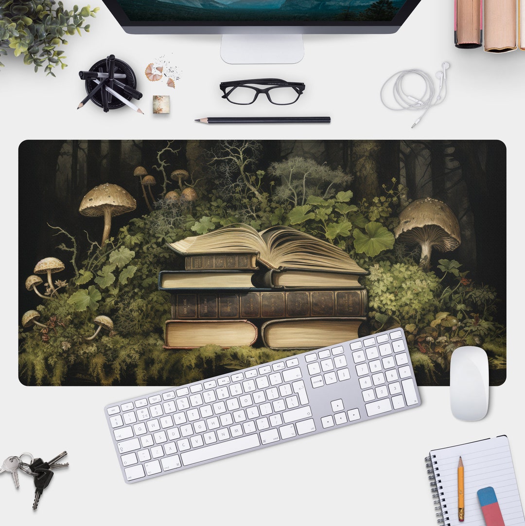 Dark Academia Desk Mat: Cottagecore Bookworm Gamer Pad - Etsy