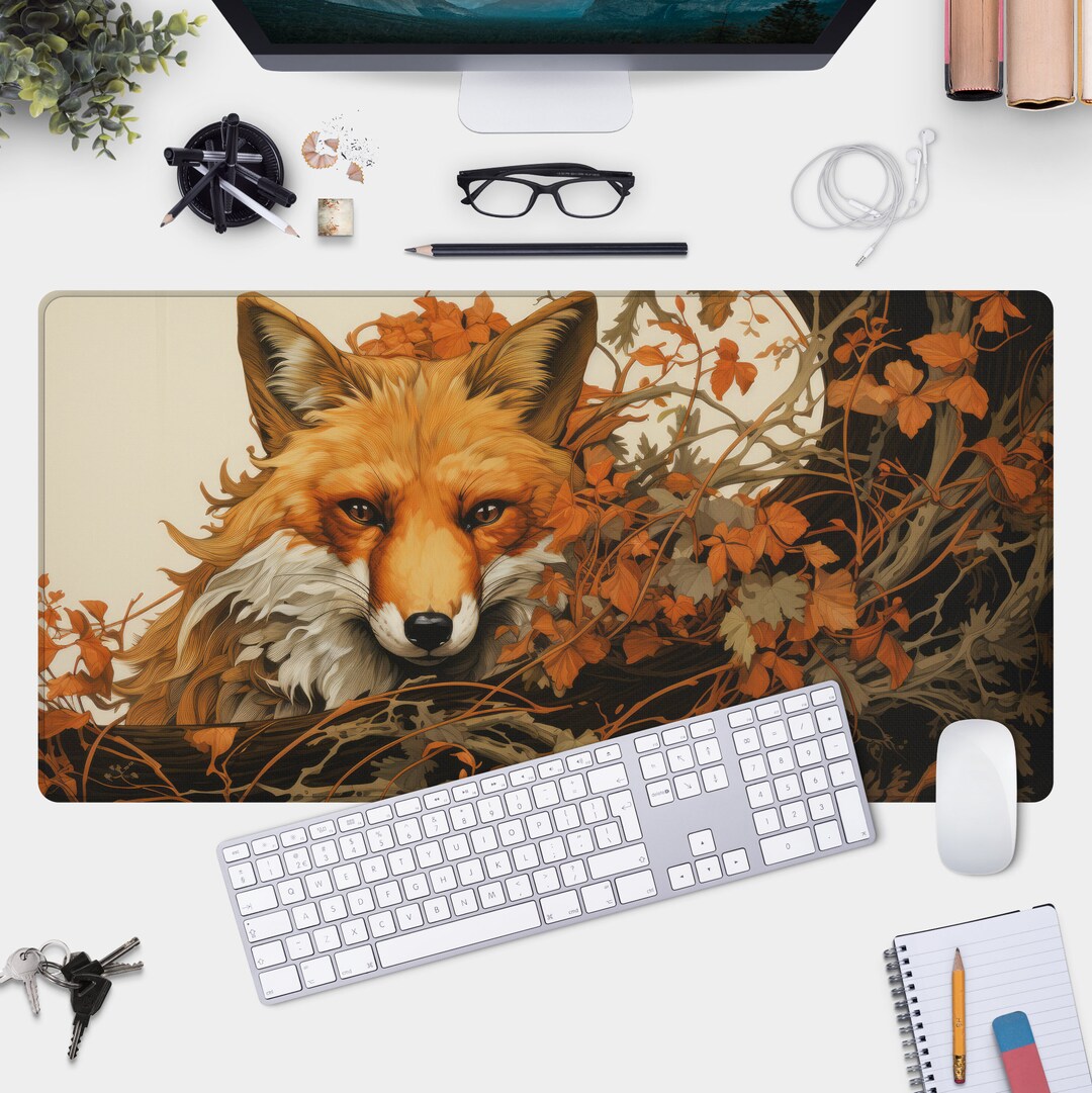 Cute Fox Mouse Pad - Nature Landscape Desk Mat, Gamer Pad - Gift for ...