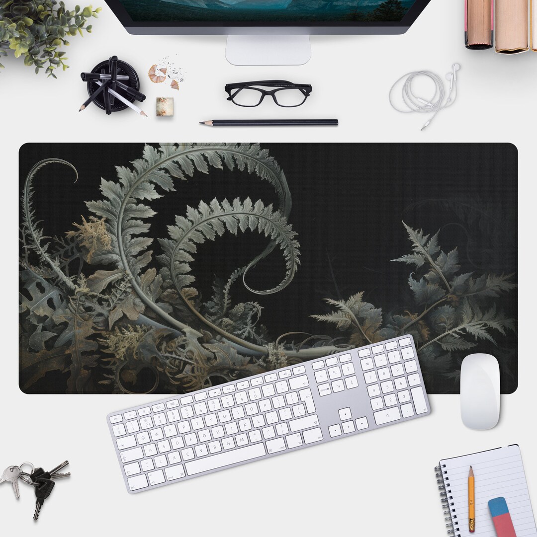 Dark Fern Desk Mat: Cottagecore Gamer Pad - Etsy