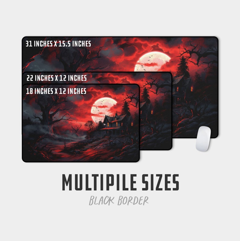 Dark Gothic Haunted House Desk Mat - Mouse Pad for Gamers, Spooky Home ...