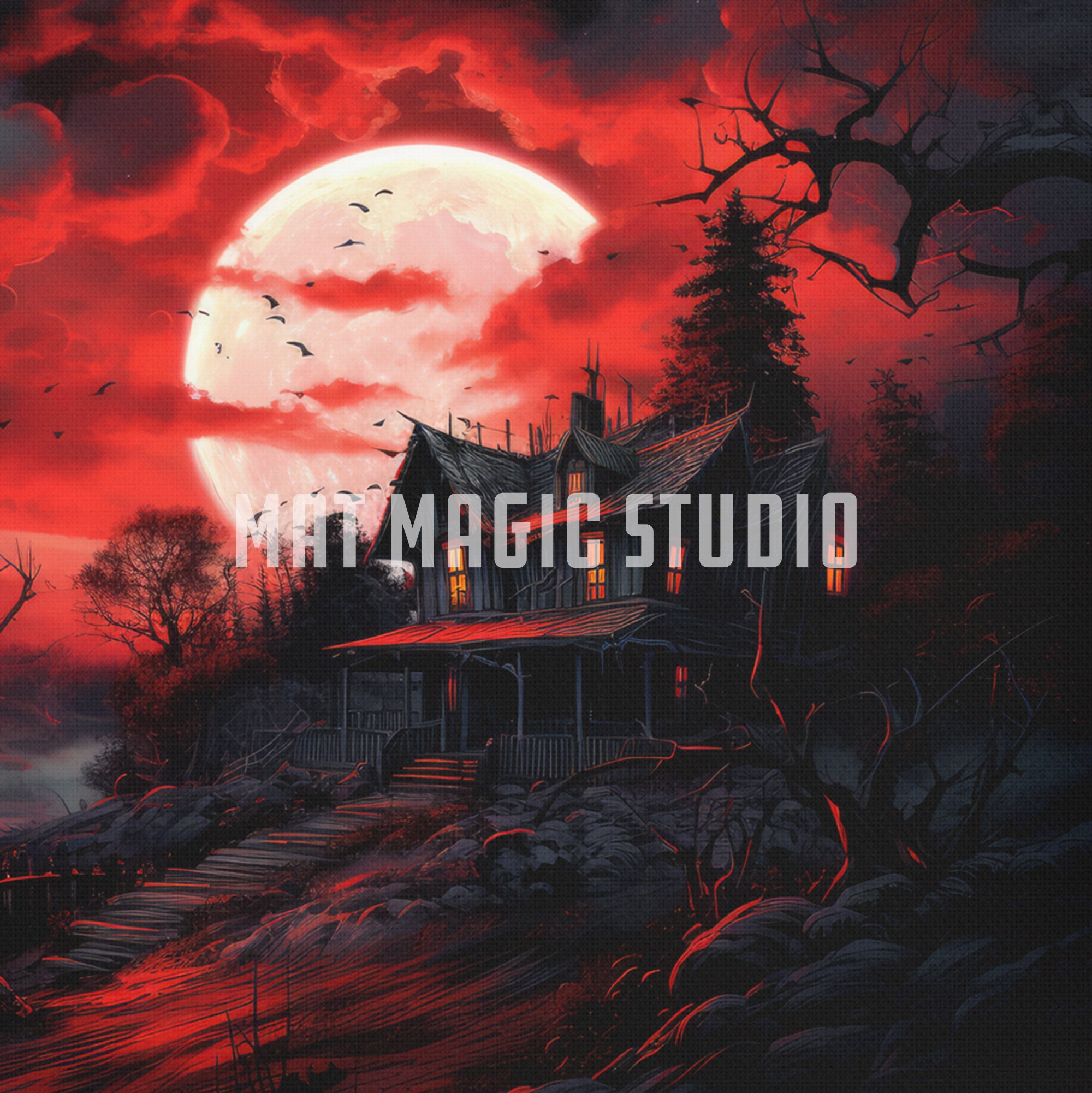 Dark Gothic Haunted House Desk Mat - Mouse Pad for Gamers, Spooky Home ...