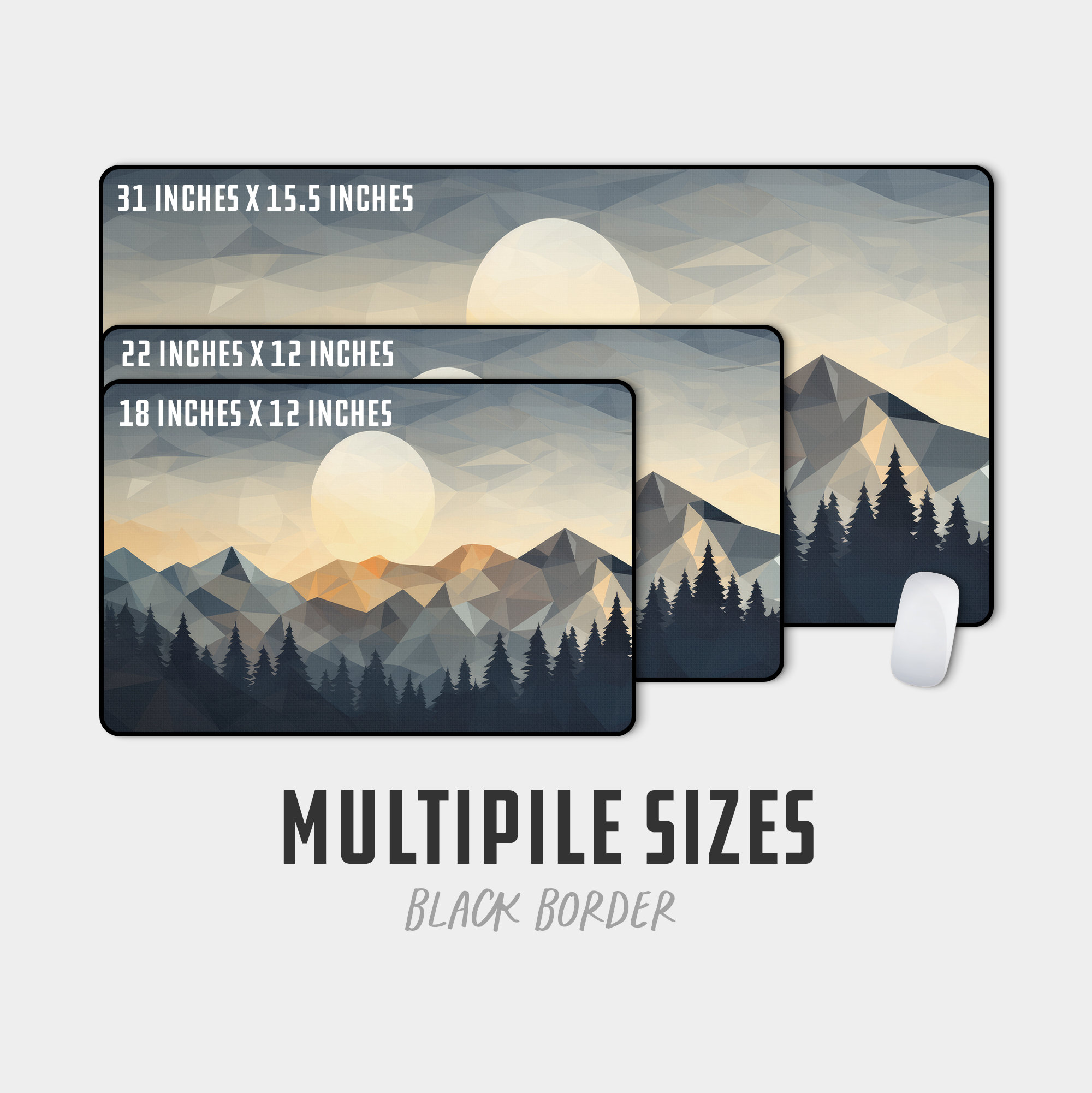 Geometric Mountain Desk Mat: Low Poly Landscape Office Decor - Etsy