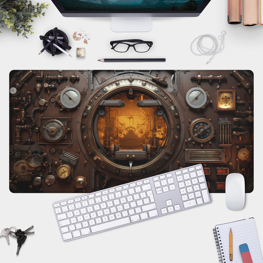 Steampunk Desk Mat - Extended Mouse Pad With Steampunk Control Panel - Etsy