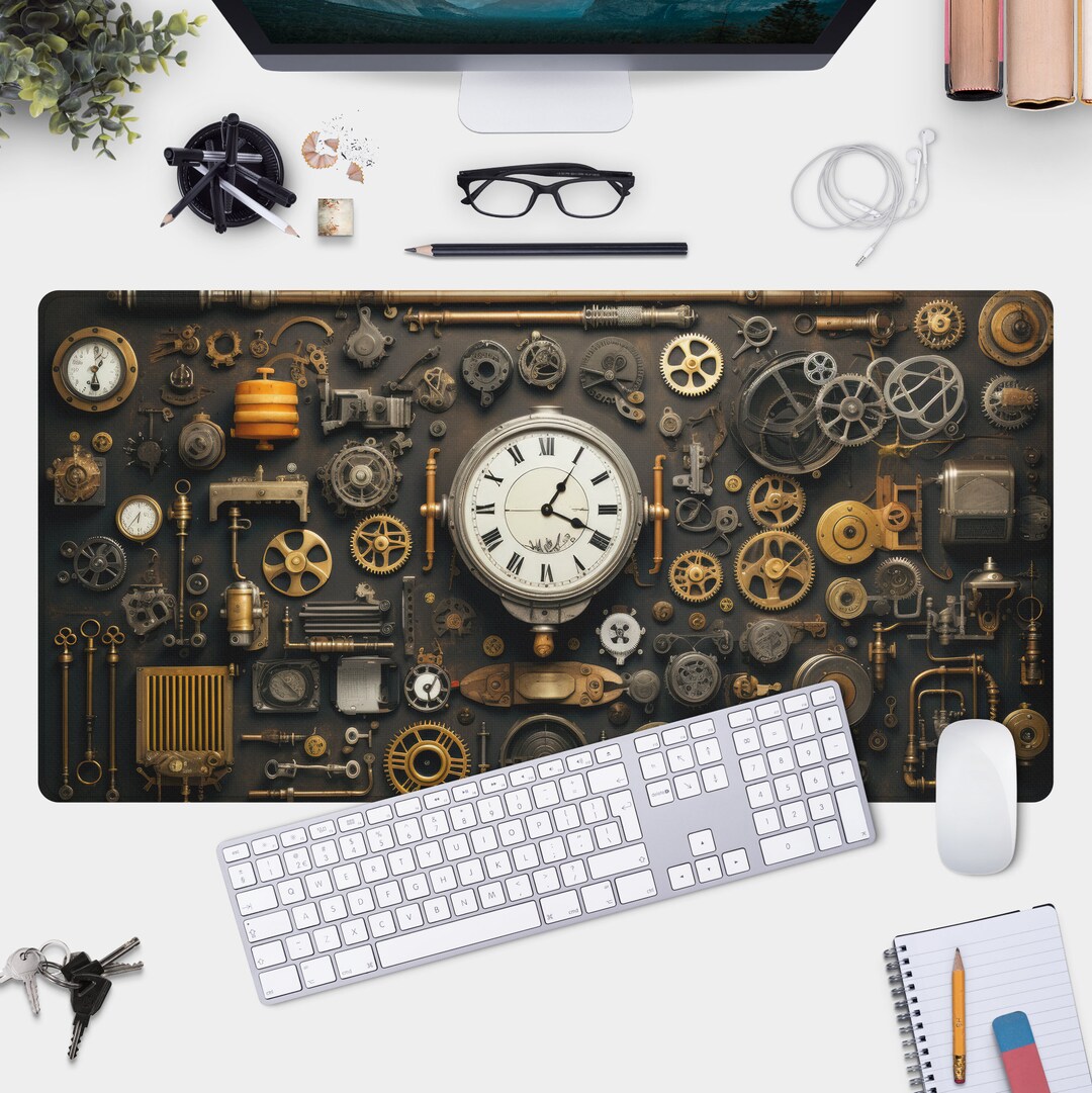Steampunk Mouse Pad With Gears & Victorian Machines - Desk Mat for ...